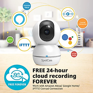 SpotCam Eva 2 Wireless Home Security Camera, 1080p FHD, Indoor, Night Vision, Two-Way Talk, Motion & Sound Alert, PTZ Pan/Tilt, Automatic Human Tracking, with Free Fulltime Cloud Recording