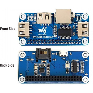 Ethernet/USB HUB HAT Expansion Board for Raspberry Pi 4B/3B+/3B/2B/Zero/Pi Zero W/Pi Zero 2W,with RJ45 10/100M Ethernet Port (Based on RTL8152B Chip) and Three USB Ports,Compatible with USB2.0/1.1
