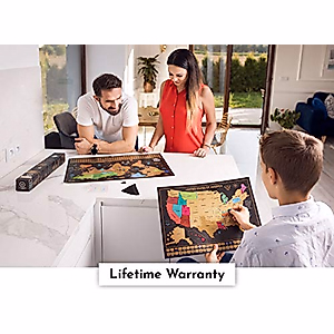 Two Scratch Off Maps - Map of the World (Large) + US States Map (Small) - Deluxe Scratch-Off Travel Posters for Adults, Kids - Made in Europe