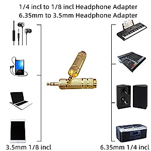 Sam&Johnny Stereo Audio Adapter 1/4 Inch(6.35mm) Female to 1/8 Inch(3.5mm) Male Stereo Headphone Adapter TRS Adapter for Aux Adapter, Guitar, Headphone, Amplifier(5-Pack)