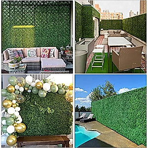 Artificial Boxwood Hedge Wall Panels 20"x20" Grass Backdrop Wall Panel with UV Protection Privacy Screen, Faux Boxwoods for Party, Wedding, Balcony, Outdoor, Indoor, Garden, Backyard Fence Decor(8Pcs)