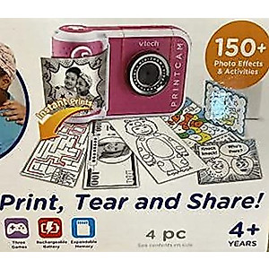 VTech KidiZoom PrintCam Instant Printing Camera - No Ink Required - 150+ Photo Effects and Activities (Pink)