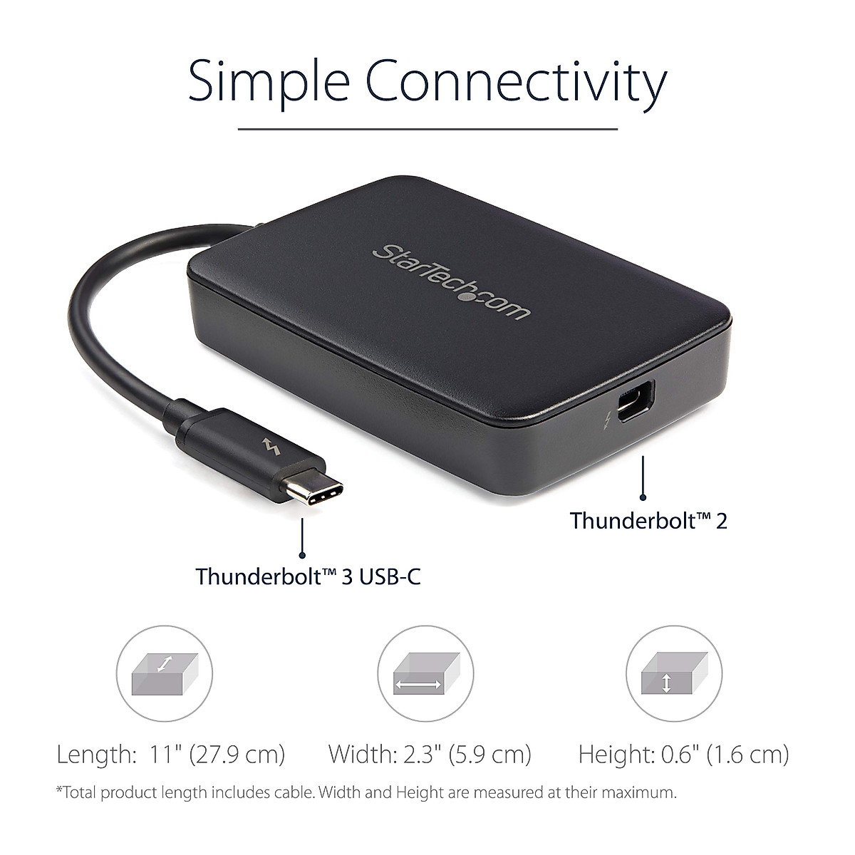 StarTech.com Thunderbolt 3 to Thunderbolt 2 Adapter (Non-Reversible) - TB3 Laptop to TB2 (20Gbps) or TB1 (10Gbps) Devices / Displays - Black - Windows/Mac (TBT3TBTADAP)