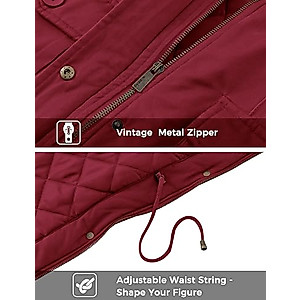 wantdo Women's Sherpa Lined Coat Vintage Warm Winter Parka Coat Overcoat Wine XL