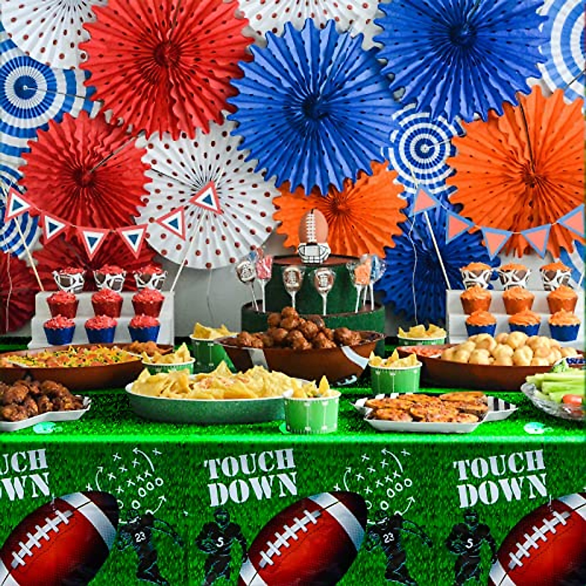 MATICAN Football Tablecloth, 2-Piece Football-Themed Tablecloths, Superbowl Party Decorations 2023, Football Party Supplies, 86.6 x 51.2 Inches