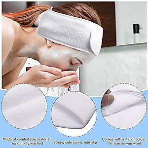 Spa Facial Set: 10 Headbands, 50 Compressed Sponges, 10 Fan Brushes - White Towel Head Wrap for Face Wash, Mask Application, and Makeup Removal