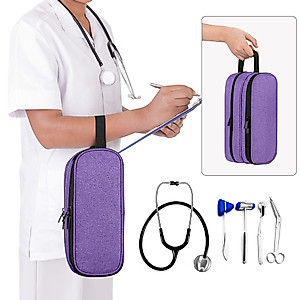 Trunab Stethoscope Carrying Case Hold 2 Stethoscopes or BP Cuffs, Compatible with 3M Littmann/MDF/ADC, Medical Case with Extra Pocket for Nurse Accessories, Essentials for Nurses, Doctors, Purple