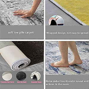 Happy Thanksgiving Area Rugs, 5x6ft, Maple Leaf Fall Decor Living Room Carpet, Fade Resistant Printed Washable Rug, Cozy Low Pile Non-Slip Floor Mat for Dining Room Sofa