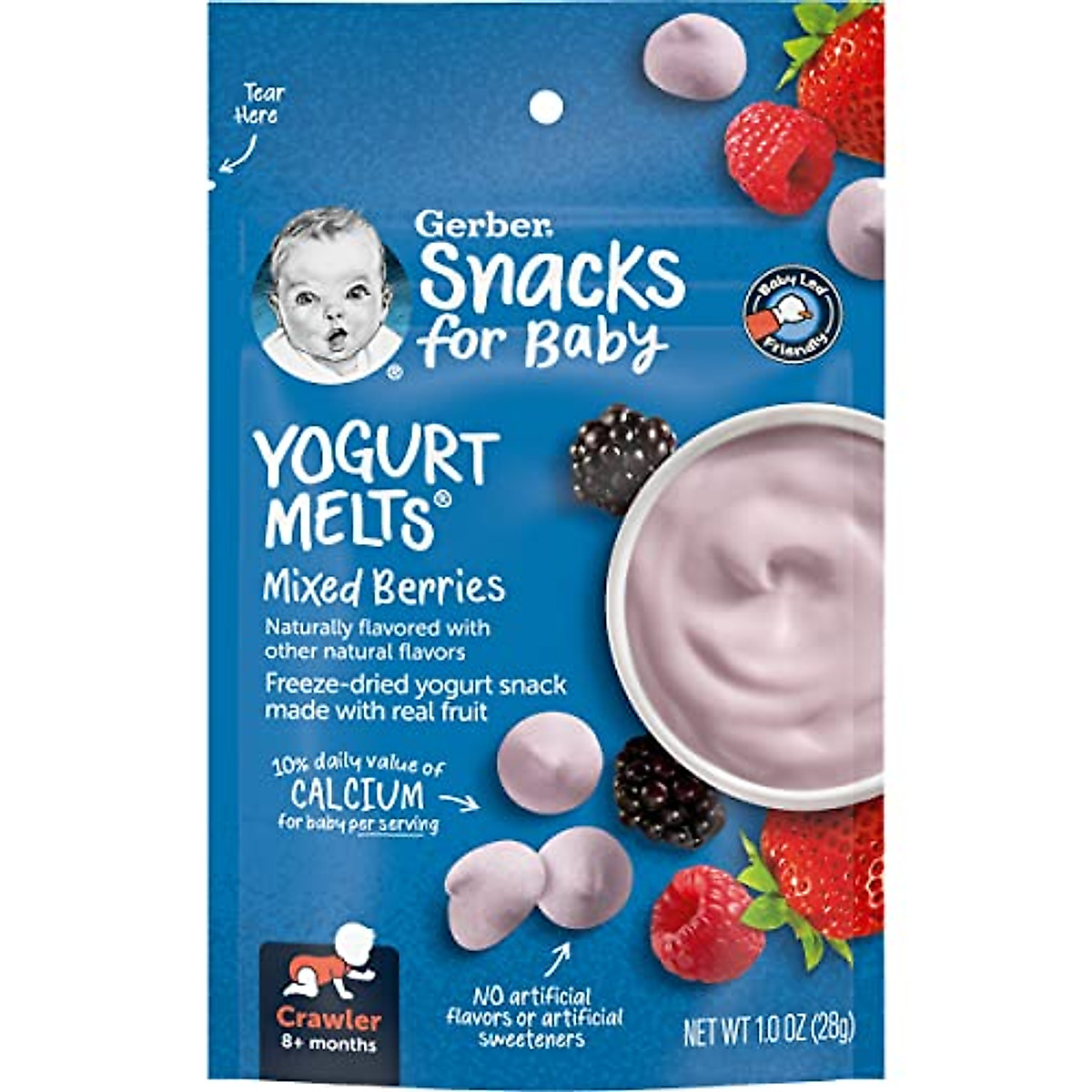 Gerber Yogurt Melts, Variety Pack, Mixed Berry + Peach + Banana Vanilla, 1oz (Pack of 7)