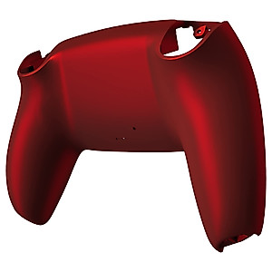 eXtremeRate Scarlet Red Soft Touch Grip Custom Back Plate Bottom Shell Compatible with ps5 Controller, Replacement Back Shell Cover Compatible with ps5 Controller
