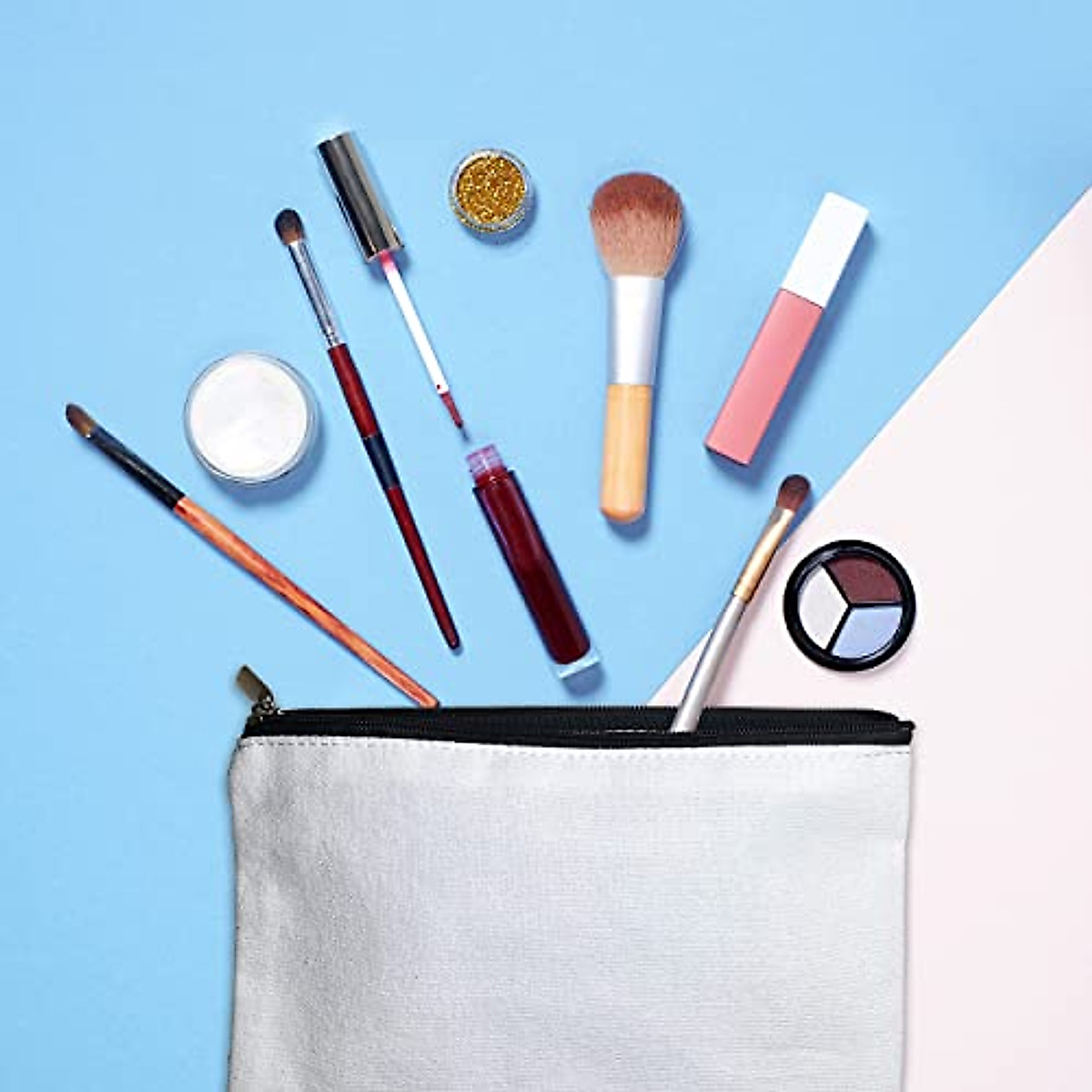 TORISING 34 Packs Blank DIY Beige Craft Bag Canvas Pen Case Blank Makeup Bags - Canvas Pencil Bag Cotton Canvas Cosmetic Bag Multi-Purpose Travel Cosmetic Bag Beige (9 x 5.1 Inch)