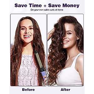 Rotating Curling Iron, Professional 1 Inch Automatic Hair Curler Titanium Auto Hair Curling Iron Self Curling Wand with Long Barrel, 5 Adjustable Temps, 1H Auto Off, Dual Voltage & Anti-Scald