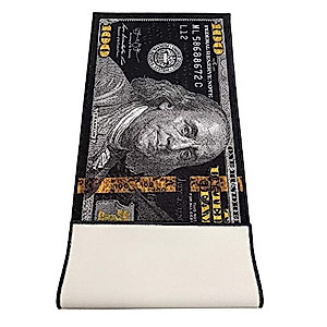HUAHOO Black Money Rugs 100 Dollar Bill Area Rug Door Mat Runner for Living Room Bedroom Indoor Outdoor Rug (18" x 43")