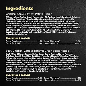 CESAR WHOLESOME BOWLS Adult Soft Wet Dog Food Variety Pack, Beef, Chicken, Carrots, Barley & Green Beans Recipe and Chicken, Apple & Sweet Potato Recipe, (6) 3 oz. Bowls