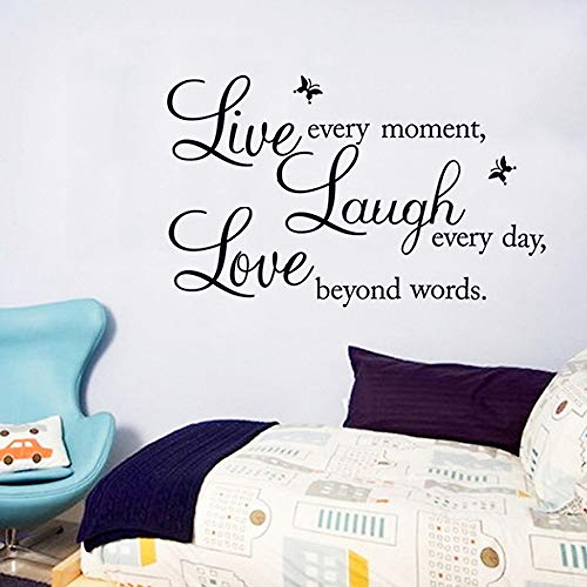 24PCS Butterfly and Motivational Wall Decals - 3D Butterflies Decor Wall Sticker Family Inspirational Wall Stickers Quotes Home Decoration Kids Room Bedroom Decor (D)