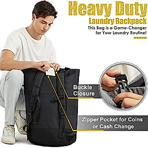Laundry Backpack Bag 115L, Heavy Duty Laundry Bag with Shoulder Straps, Dirty Clothes Bag for College Dorm Essentials, Hamper Bag for Travel, Laundromat, Apartment, Beach, Camping