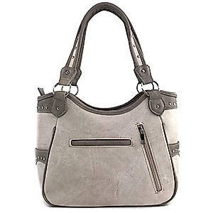 Zelris Floral Poppy Horse Western Women Conceal Carry Tote Handbag Purse (Beige Silver)