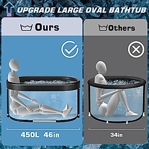 Upgrade XL 129 Gal Large Oval Ice Bath Tub for Athletes,Multiple Layered Portable Outdoor Cold Plunge Tub for Recovery,Cold Plunge for Family-Foldable Ice Baths for Home,Gyms,Indoor use