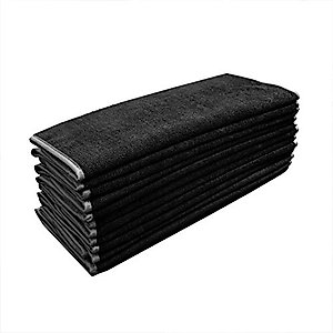 Detailer's Preference Large Microfiber Towels for Car Detailing, Washing, and Drying, 320 GSM, 16 x 24 in. Black 12-Pack