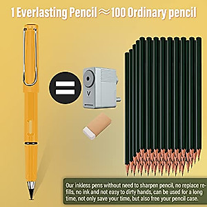 Ablink 6pcs Everlasting Pencil, Inkless Pencils Eternal with 6pcs Replacement Nibs, Infinite Pencil Magic Pencils, Portable Reusable Erasable Writing Pencil, for Writing Art Sketch Painting Tool