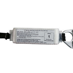 AFP Demon 6 Foot Single Web Leg Self Retracting Lifeline Safety Yoyo, Shock Pack Absorber, Steel Snap Hook & Steel Carabiner Fall Protection Arrest Limiter SRL | OSHA & ANSI Rated