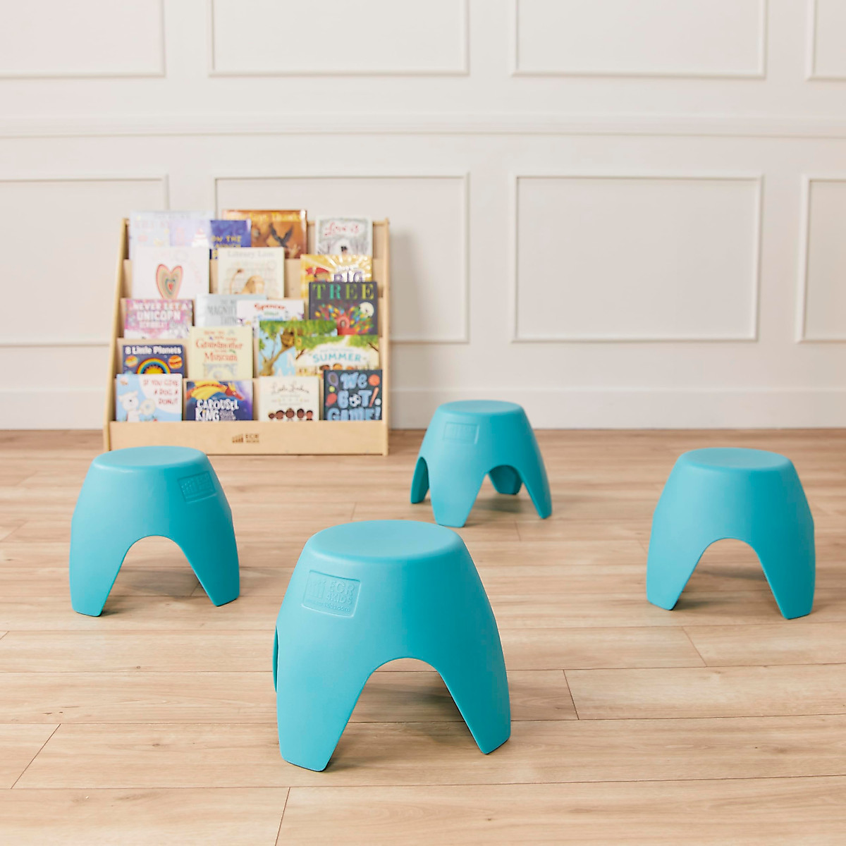 ECR4Kids Ayana Stool Set, Flexible Seating, Turquoise, 4-Pack