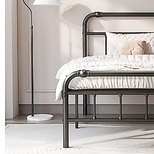 Bedella Twin XL Bed Frame with Headbaord and Footboard, 18 Inches High, Heavy Duty 3500lbs Steel Slats Support, Easy to Assemble, Noise Free, No Box Sprig Needed, Black