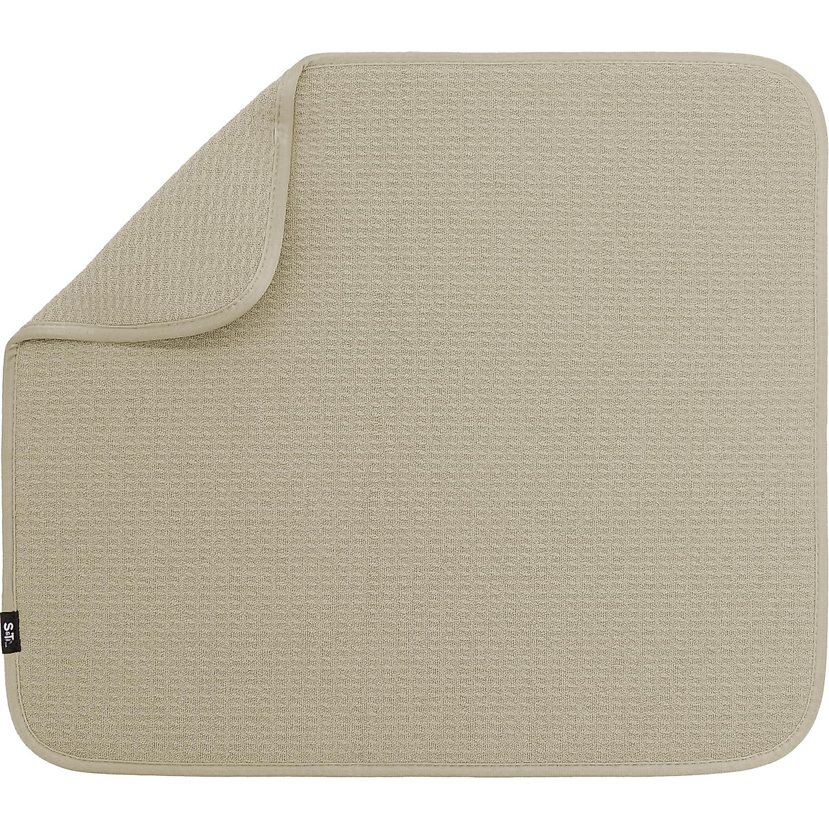 S&T INC. Dish Drying Mat, Highly Absorbent Microfiber Kitchen Counter Mat, Dish Drying Pad for Dishes, Utensils, Pots and Pans, Large 16" x 18", Pure Cashmere