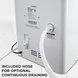 Ivation 4,500 Sq Ft Smart Wi-Fi Energy Star Dehumidifier with App, Continuous Drain Hose Connector, Programmable Humidity, 2.25 Gal Reservoir for Medium and Large Rooms (4,500 Sq Ft With Pump)