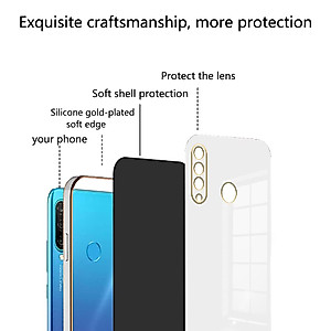 Wousunly Compatible with Huawei P30 Lite Case Silicone Pink, Plating Huawei P30 Lite Phone Case Shockproof Thin and Soft Cover (White)