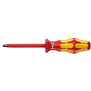 Wera 05004781001 Kraftform Plus VDE 168i Square Socket Insulated Screwdriver, #2 Head, 4" Blade Length