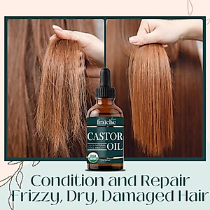 Castor Oil Organic (2oz) + FREE Filled Mascara Tube USDA Certified, 100% Pure, Cold Pressed, Hexane Free by Live Fraiche. Hair Growth Oil for Eyelashes, Eyebrows, Lash Growth Serum. Brow Treatment