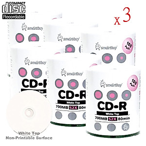 Smartbuy 1800-disc 700mb/80min 52x CD-R White Top Blank Data Recordable Media Disc