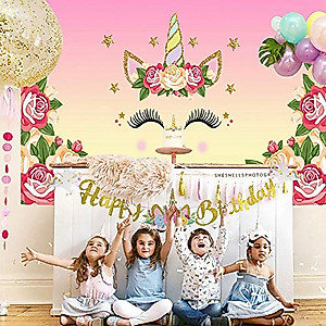 Unicorn Happy Birthday Banner Unicorn Party Supplies Decorations for Birthday Party Cute Fantasy Fairy Girls Party Home Decor