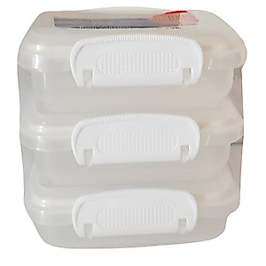 Generic TightSeal Translucent Food Containers with Clip-Lock Lids, 3Cts-Pack (Color May Vary) Food Freshness Organization Portability Meals on the Go Stackable Design Pack of 3 w/Bonus BFL Tote Bag