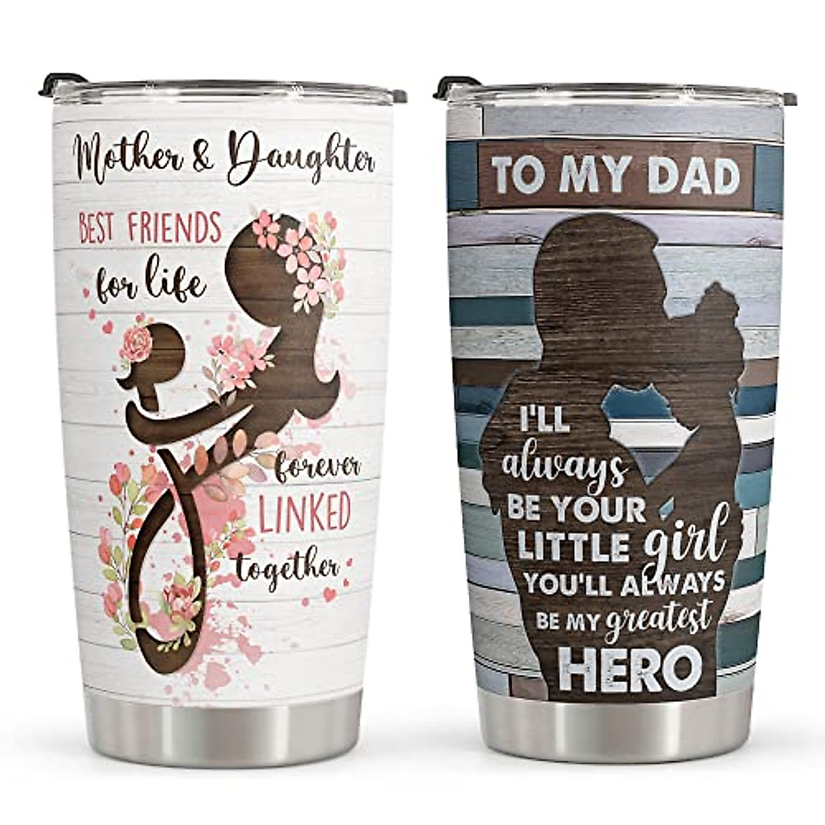 Macorner Gifts Set For Mom & Dad - Stainless Steel Tumbler 20oz For Parents From Daughter - Fathers Day Gift For Dad Mothers Day Gifts For Mom From Daughter - Christmas Gifts For Parents From Daughter