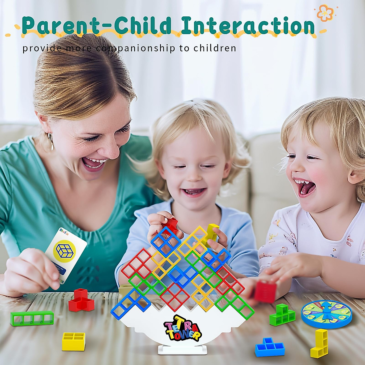 Btolin 48pcs Tetra Tower Balance Stacking Attack Block Game, Tetris Swing Terra Tower, Family Board Games for Kids & Adults, Team Building Parties Travel Toy