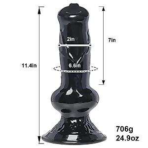 Realistic Huge Wolf Dog Dildo: 11.4 Inch Black Dildo with Extra Large Knot and Suction Cup - Thick Wolf Monster XL Dildo - Long and Wide Dildo for Anal Pleasure - Giant Toy for Women and Couples