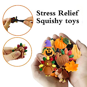 Holydeck 60 Pcs Thanksgiving Day Mochi Squishy Toys,Mini Cute Squeeze Toy Stress Reliever Anxiety Packs for Kids Thanksgiving Day Party Favor,Fall Decor,Fall Decrations (Thanksgiving)