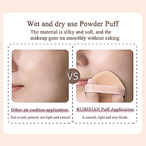 RUBIXIAN Powder Puff for Foundation, 2 Packs Air Cushion Portable Round Makeup Sponges with Air Cushion Powder Puff, Latex-free Blending Sponge and Makeup Puff for Foundation, Cream, Concealer