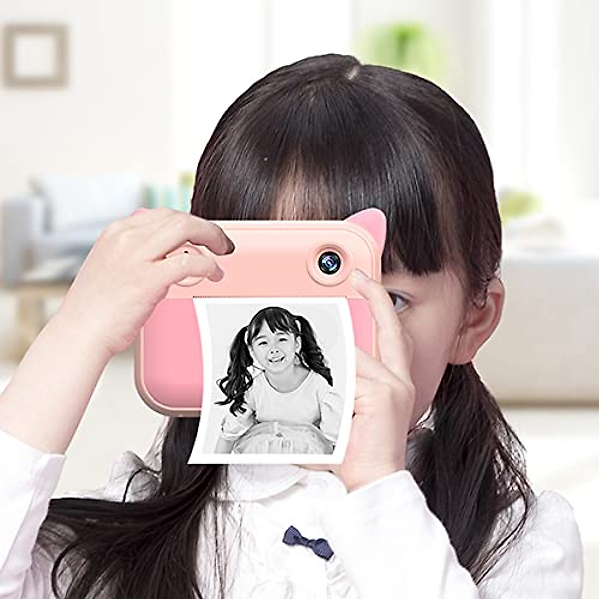 CalmGeek Cute Kids Instant Print Camera 1080P Digital Video Camera Dual Camera Lens 12MP 2.4 Inch LCD Screen Built-in Battery Birthday Festival for Boys Girls