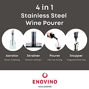 ENOVINO Aerating Wine Pourer, Strainer and Stopper
