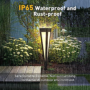 MVBT Modern Outdoor Solar Pathway Light, LED Garden Waterproof Landscape Lighting for Path Lawn Patio Courtyard Driveway Sidewalk Walkway Decoration with 2 Different Bases