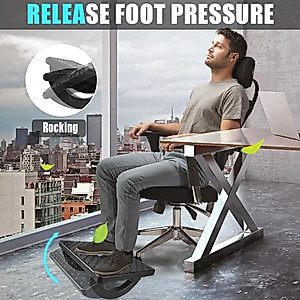 CEECOLES Foot Rest Under Desk at Work with Rocking Design, Ergonomic Foot Stool with Massage Rollers for Pain Relief, Shake Design Footrest with Massage Surface Leg Rest Pain Relief for Office Desk
