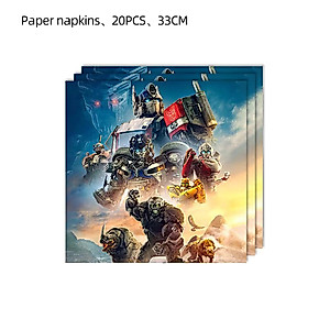 41 pcs Robot-Themed Party Supplies, 20 Plates, 20 Napkins and 1 Tablecloth for Robot Birthday Party Decorations for Boys and Girls