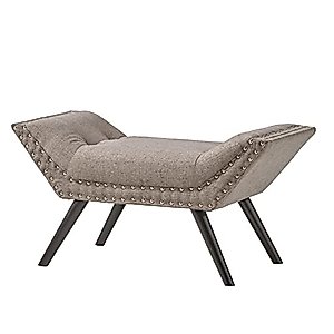 Christopher Knight Home Rosalynn Tufted Fabric Ottoman / Bench, Granite