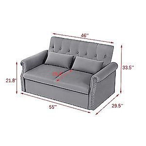 ERYE 3-in-1 Tufted Futon Loveseat Sofa Convertible Sleeper Couch Bed