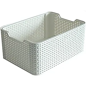 Curver Style Small Rectangular Storage Basket, Vintage White, 6 Litre