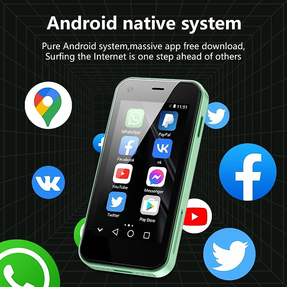 Mini Smartphone Soyes XS13 2.5Inch Touch Screen 1GB RAM 8GB ROM Android 6.0 3G WCDMA Camera GPS WiFi Bluetooth Student Pocket WiFi Mobile Phone Unlocked Cellphone (Black)