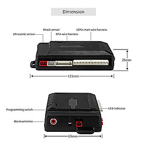 EASYGUARD EC203 2 Way car Alarm System with LCD Pager Display, ultrasonic Sensor & Shock Sensor DC12V
